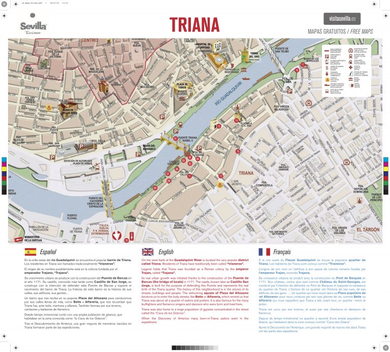 Plan de Séville: Office du Tourisme, Bus, imprimable et PDF